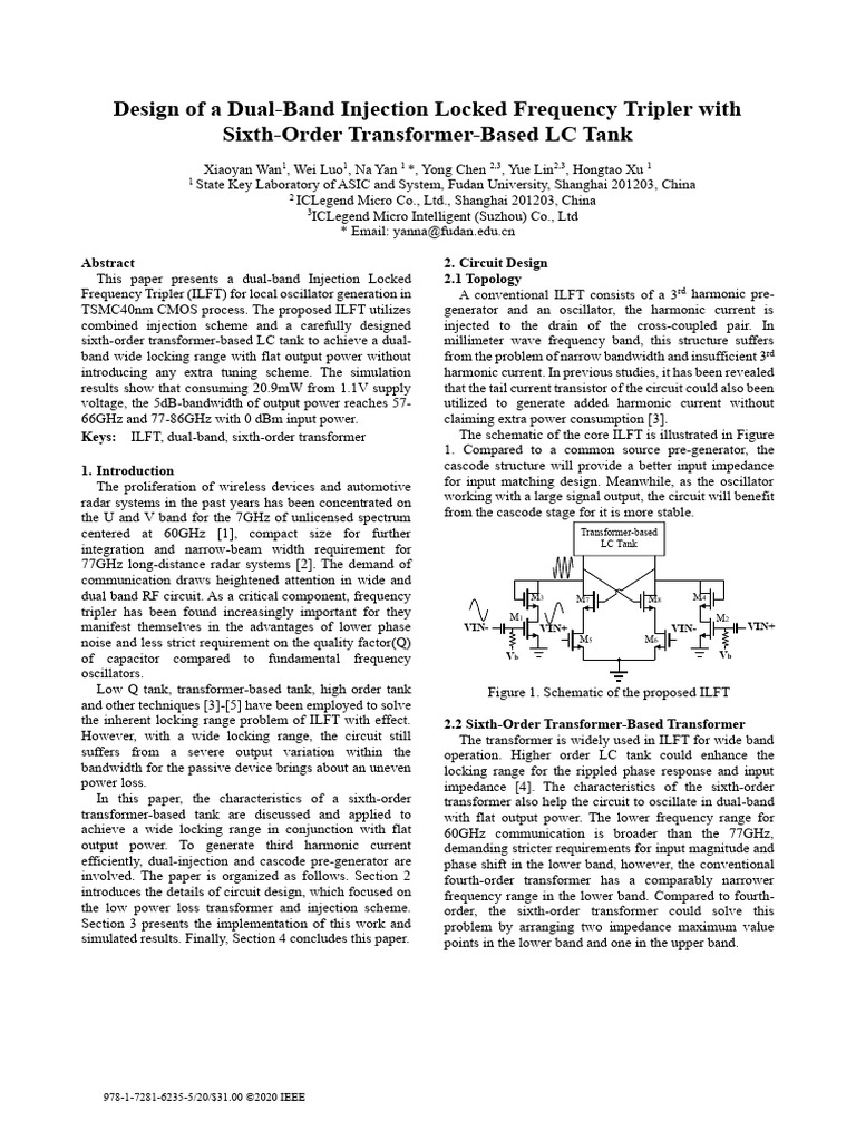 En 003 IEEE2025 Design of A Dual-Band Injection Locked Frequency Tripler With Sixth-Order ...