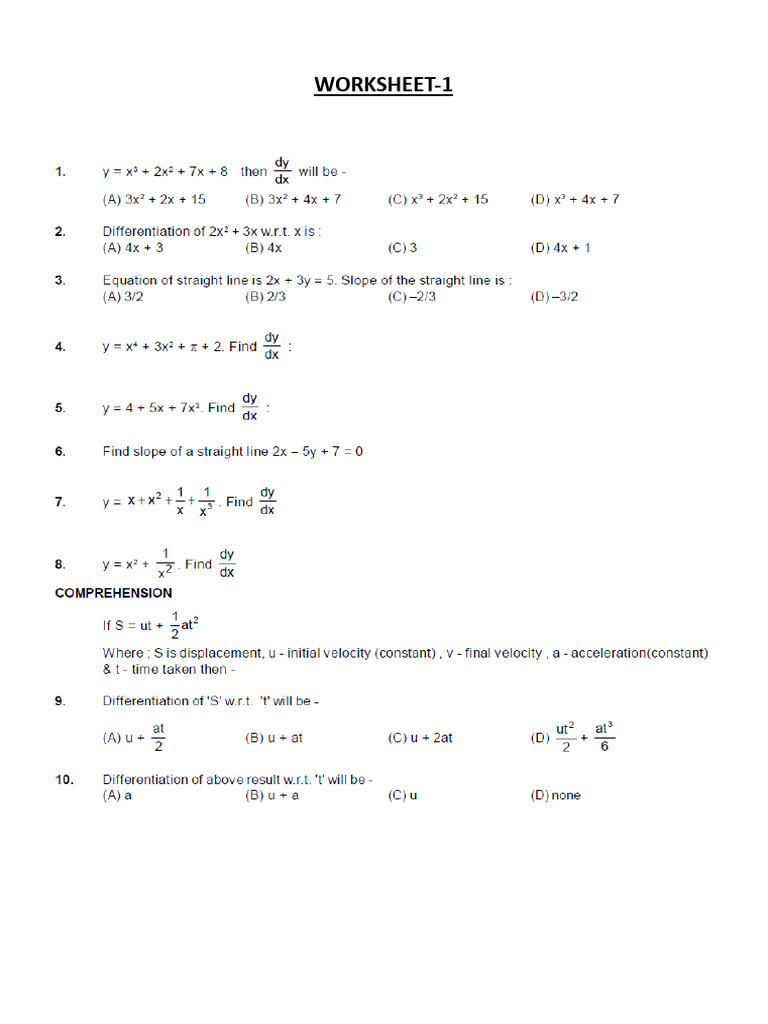 Worksheet Calculus | PDF