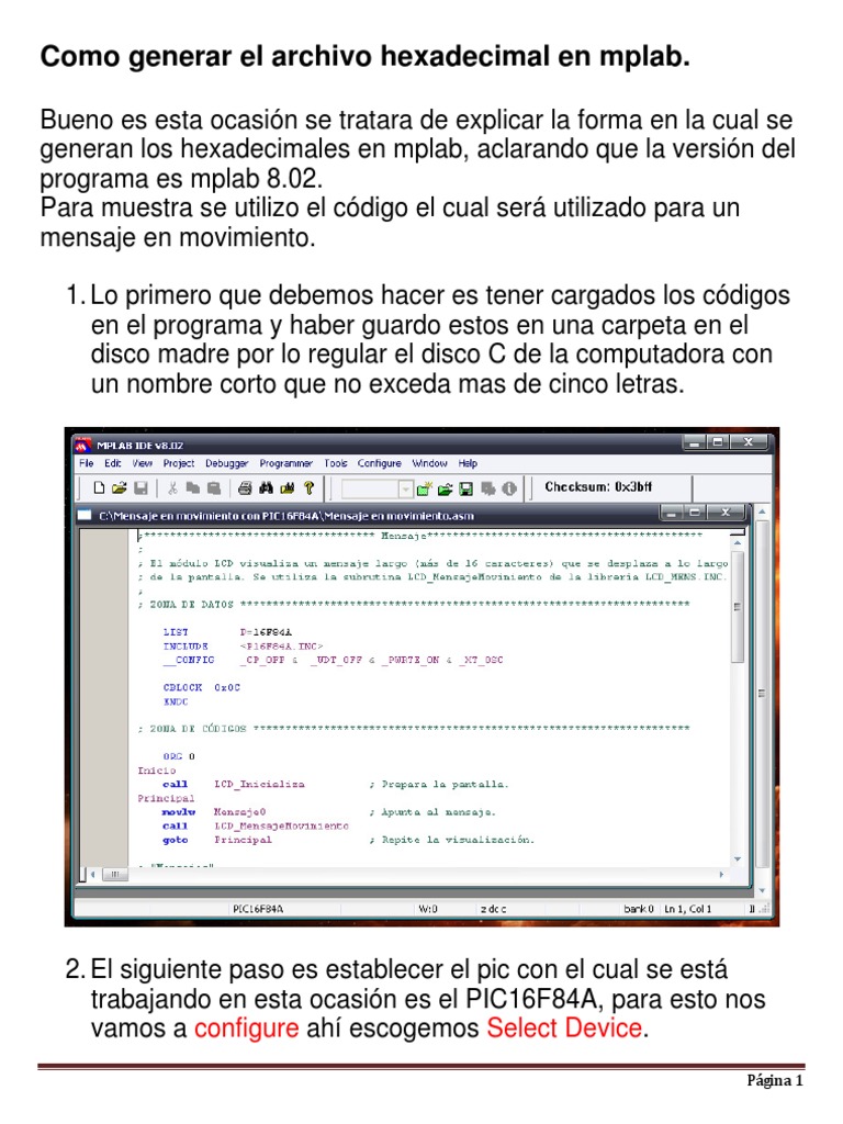Como Generar El Archivo Hexadecimal en Mplab | PDF | Juegos y ...