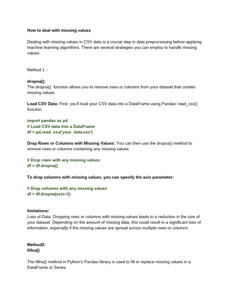 How To Deal With Missing Values | PDF | Comma Separated Values | Data