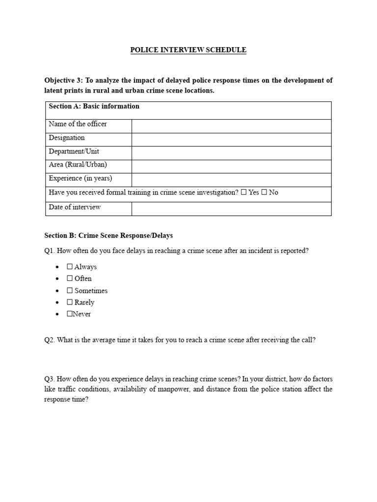 Police Interview Schedule | PDF