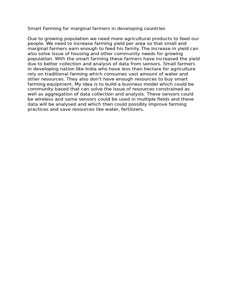 Smart Farming For Marginal Farmers in Developing Countries | PDF