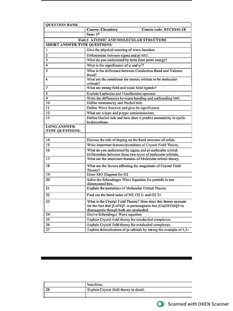 Atomic & Molecular Structure Question Bank | PDF
