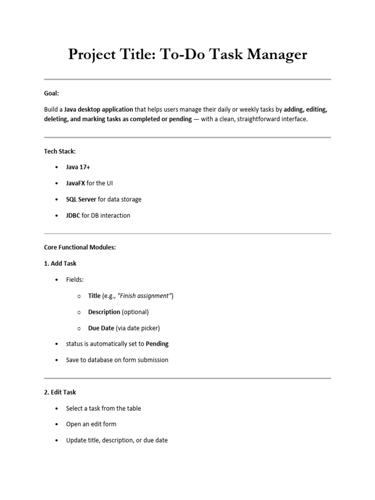 To Do Task Manager 1 | PDF