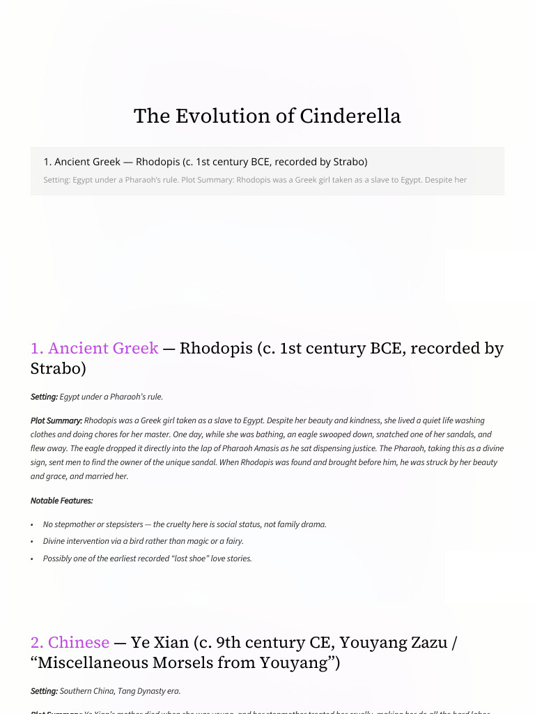 Evolution of Cinderella Tales | PDF | Cinderella | Fairy Tales