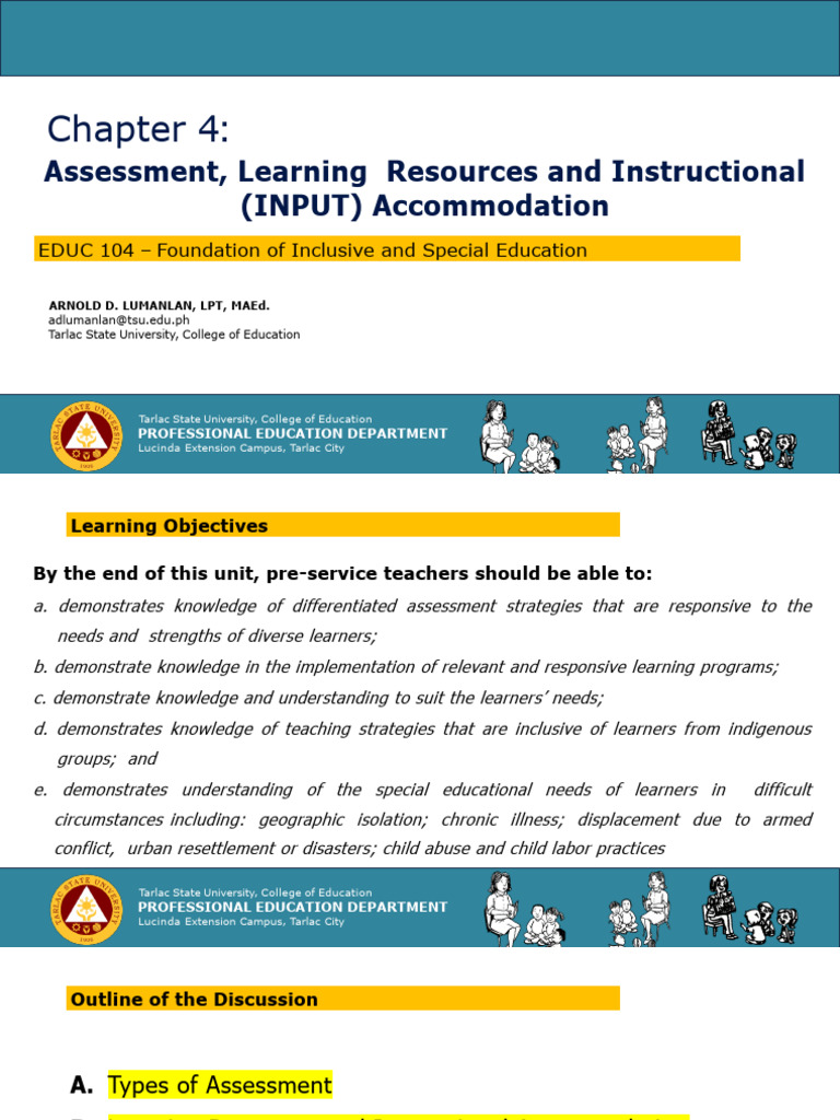 Chapter 4 Assessment Learning Resources Instruction Accommodation Pdf