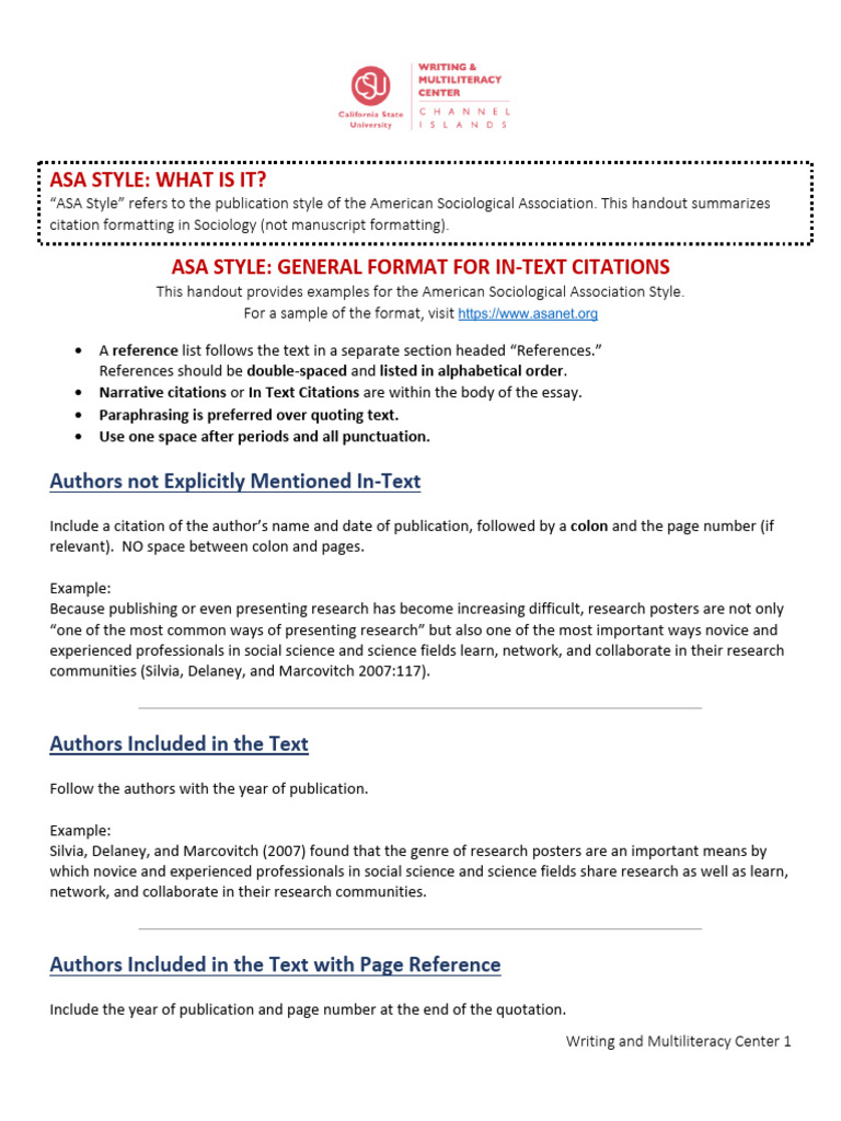 WMC Asa Style Guide6ed Revised2021 | PDF | Citation