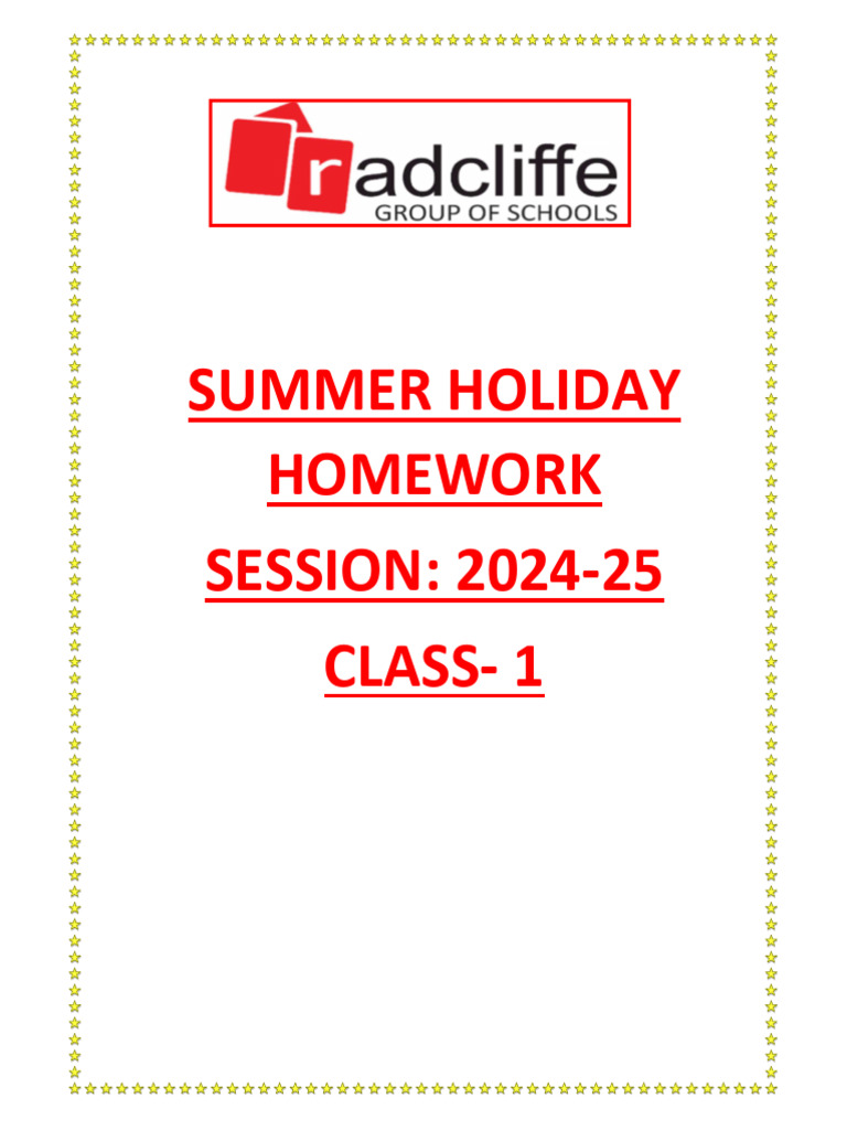 Class 1 Summer Holiday Homework | PDF
