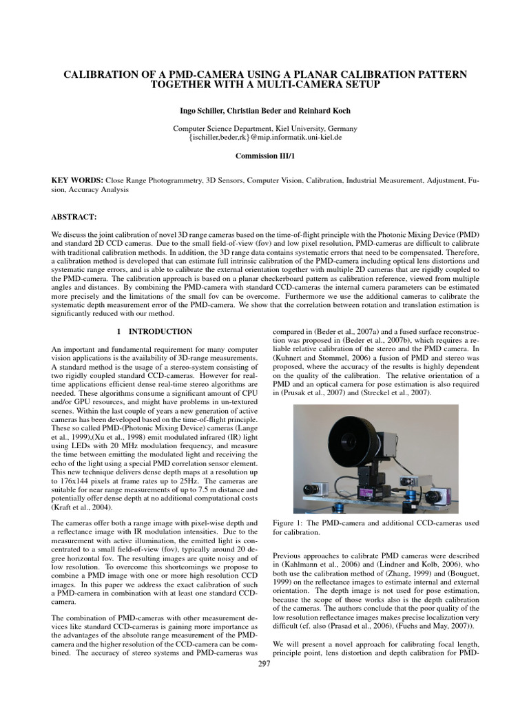 Calibration of A Pmd-Camera Using A Planar Calibration Pattern | PDF ...