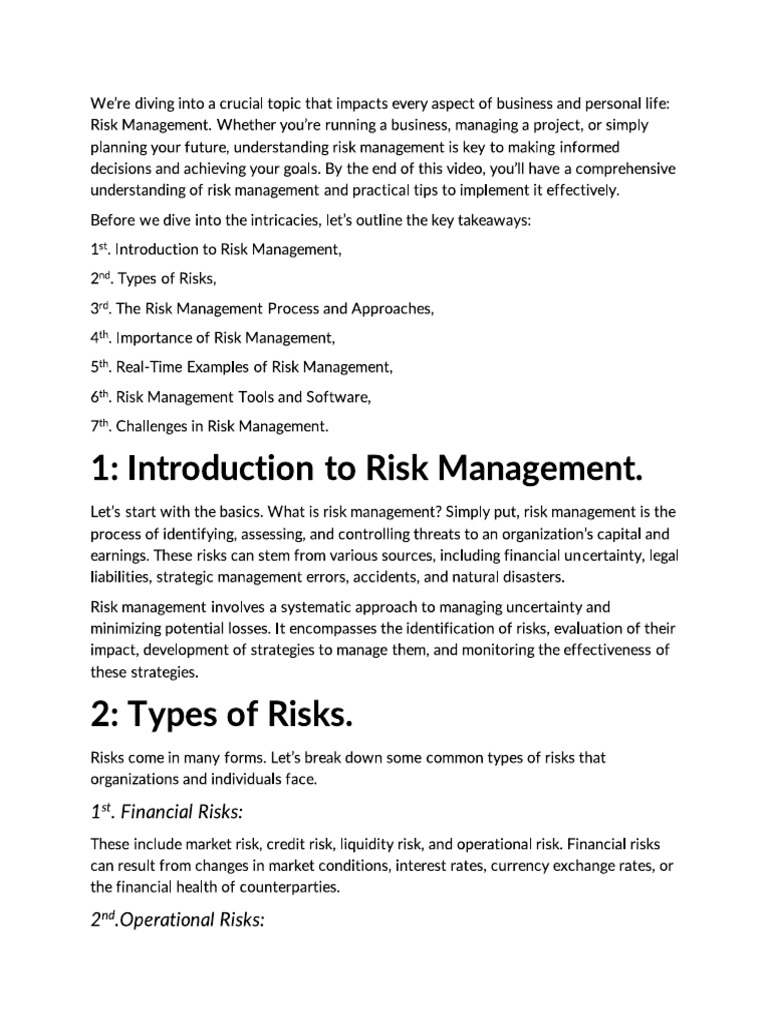 Risk Management | PDF