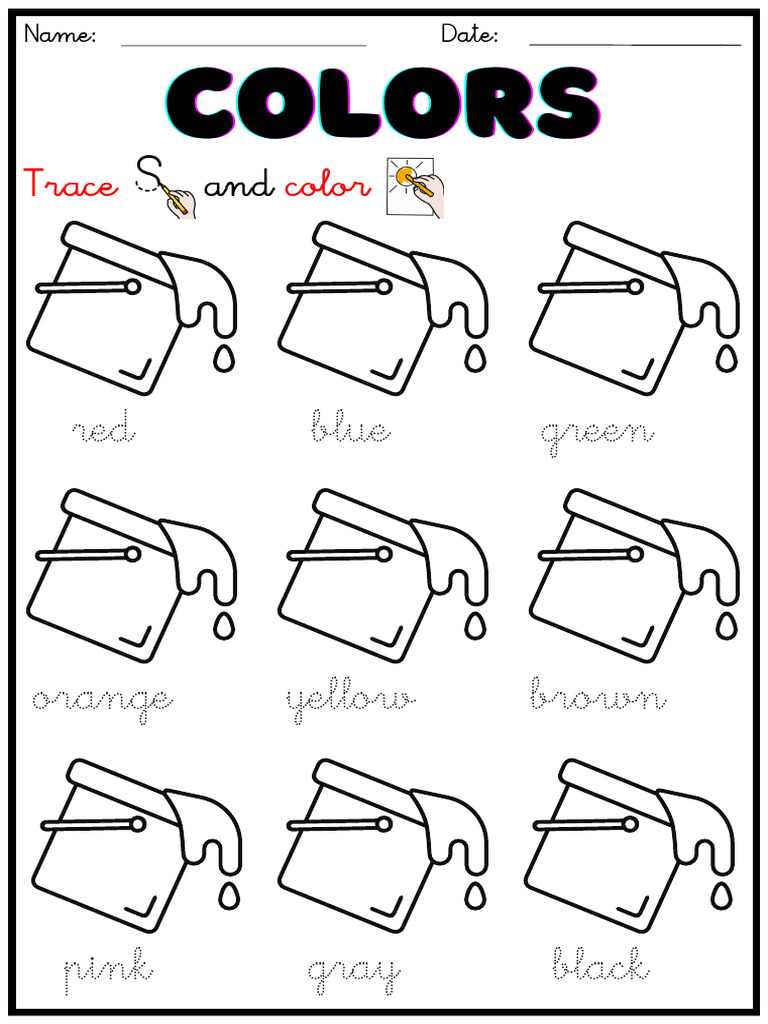 Black and White Simple Colours Worksheet | PDF