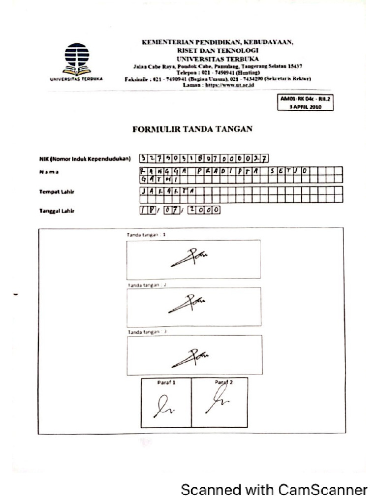 Form Tanda Tangan | PDF