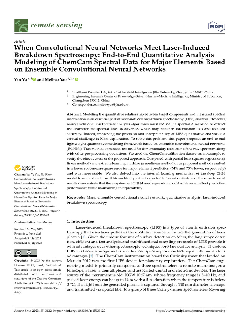 ECNN for LIBS Data Analysis on Mars | PDF | Deep Learning | Regression ...