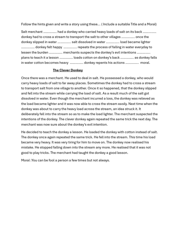 The Clever Donkey's Lesson | PDF