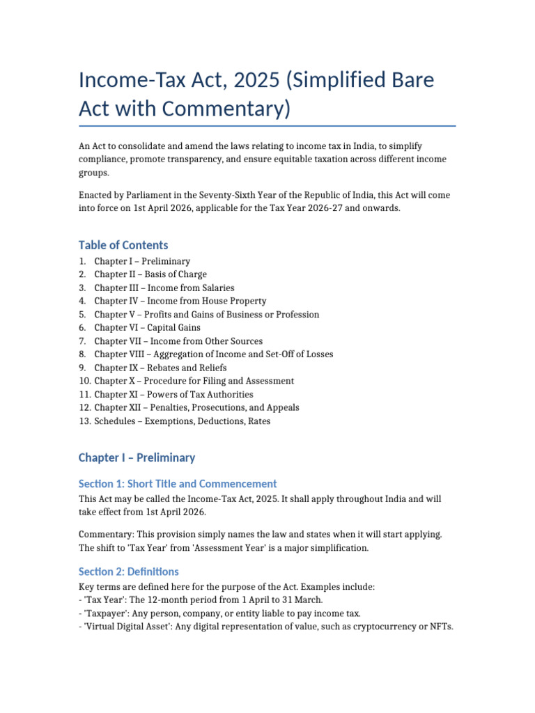 Income-Tax Act 2025: Simplified Guide | PDF | Taxes | Income Tax