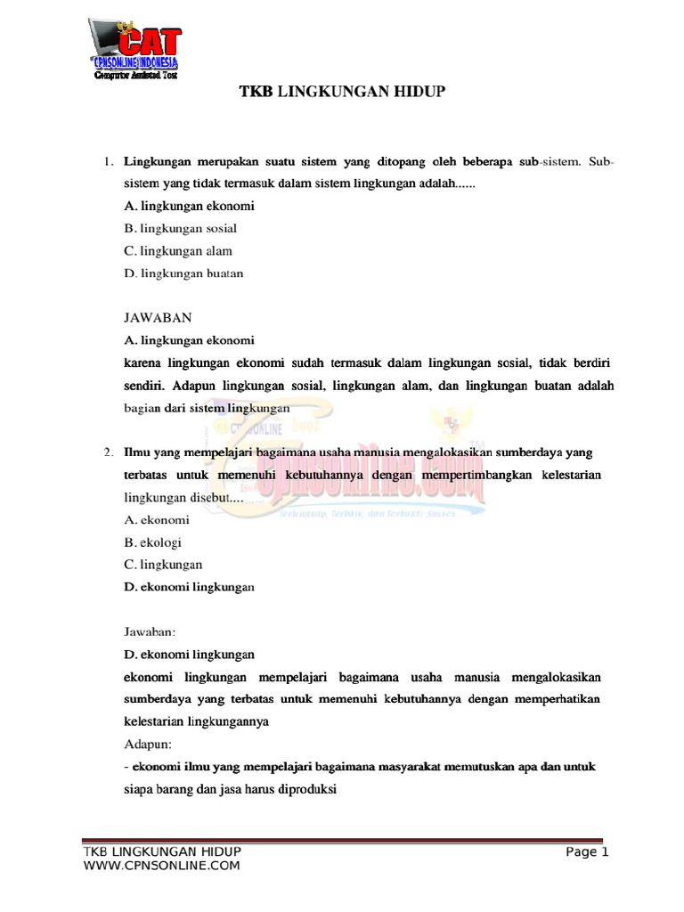Soal SKB Lingkungan Hidup | PDF