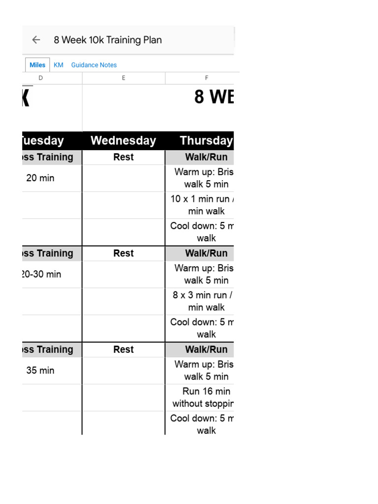 8 Week 10k Training Plan - Google Drive | PDF