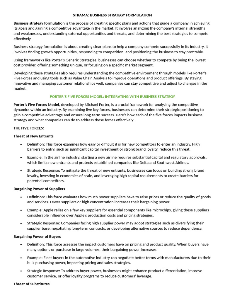 Strama Business Strategy Formulation | PDF | Strategic Management | Competitive Advantage
