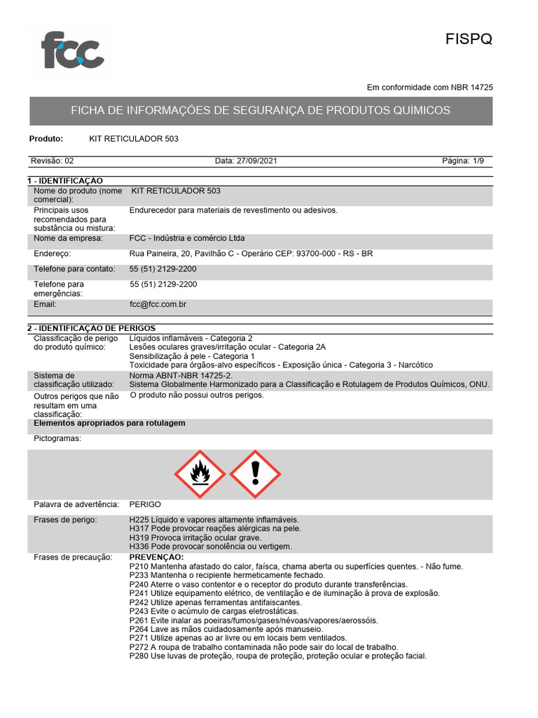 FISPQ Kit Reticulador 503: Segurança Química | PDF