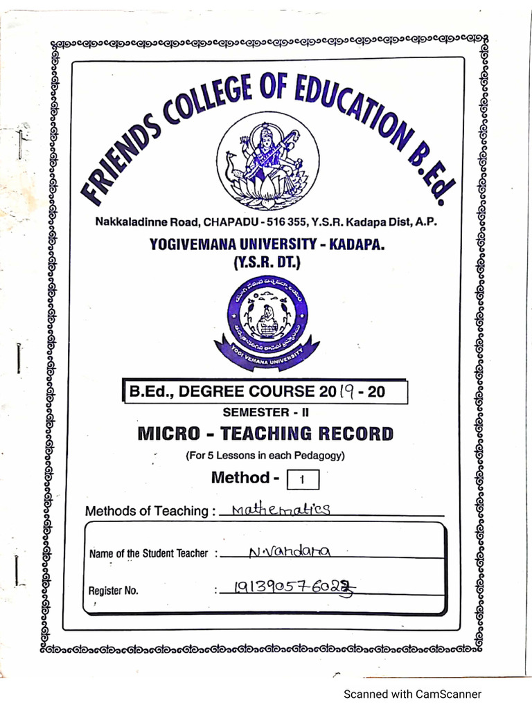 Micro Teaching Record (Method 1) 2 Sem | PDF