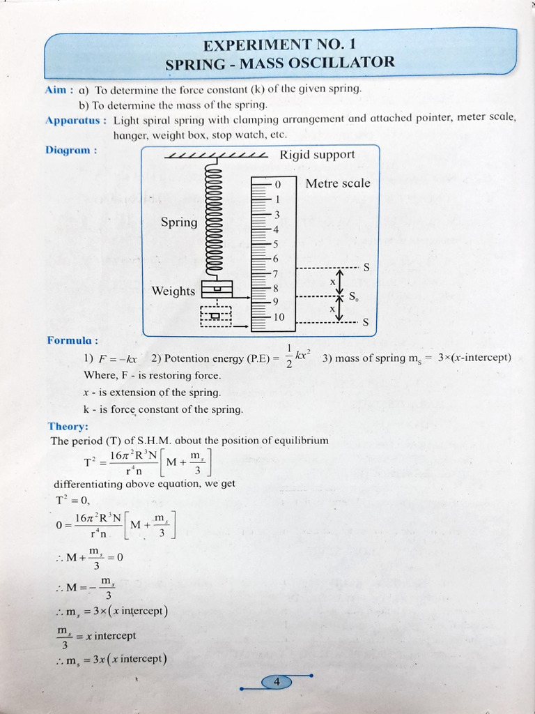 Spring Mass Oscillator Experiment | PDF | Oscillation | Force