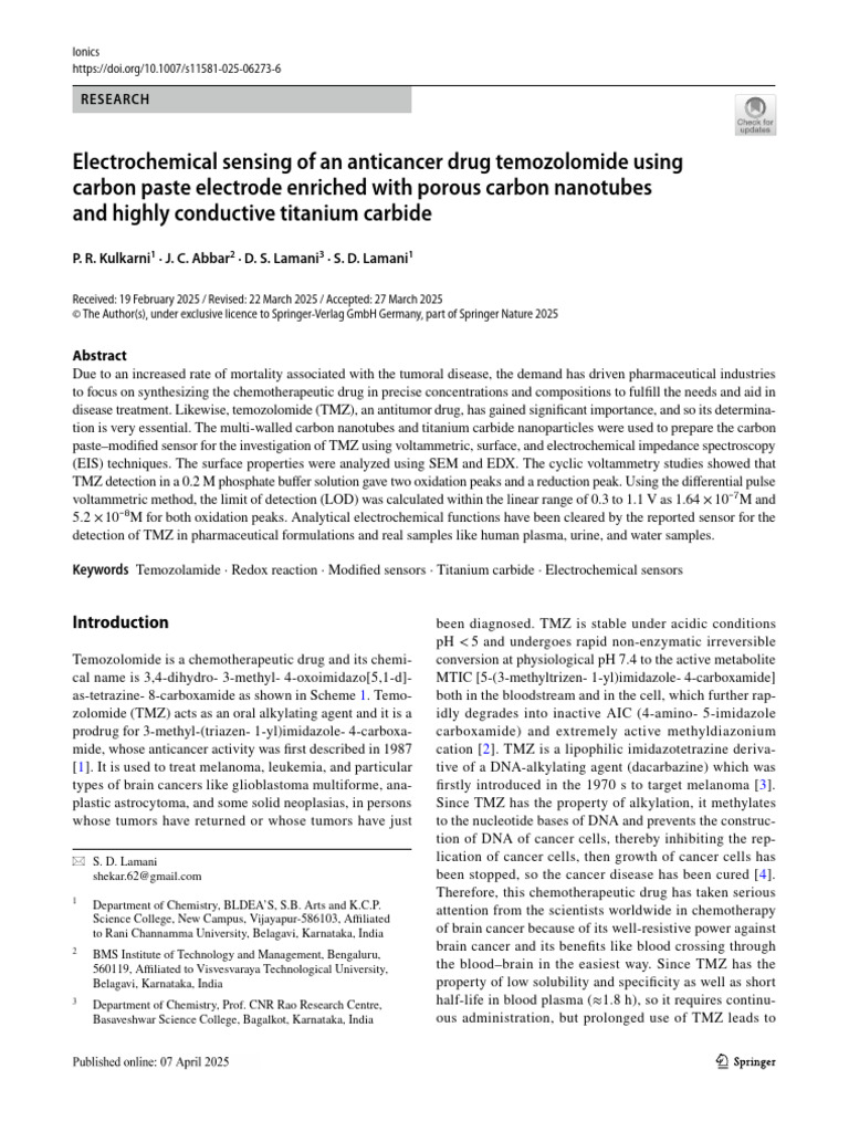 TMZ Article Publised in IONICS | PDF | Electricity | Applied And ...