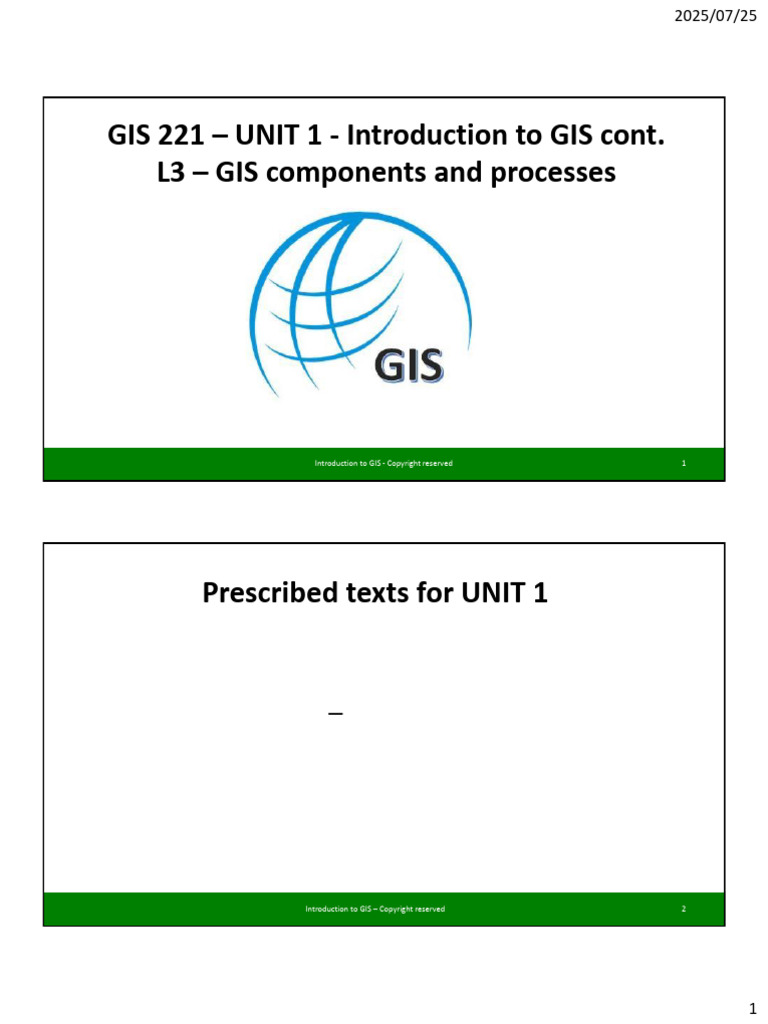 2025 L3 GIS221 Intro To GIS Part 2 | PDF | Geographic Information ...
