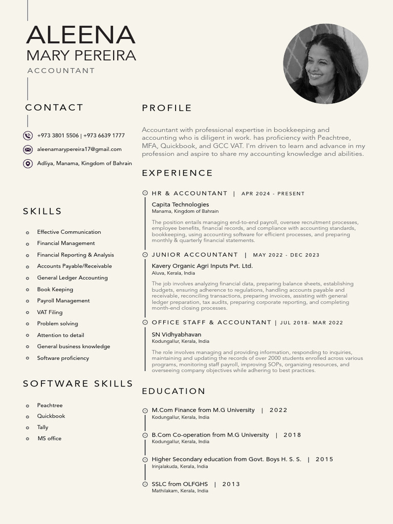 Aleena Mary Pereira - Resume 2024 June-1 | PDF | Bookkeeping | Accounting