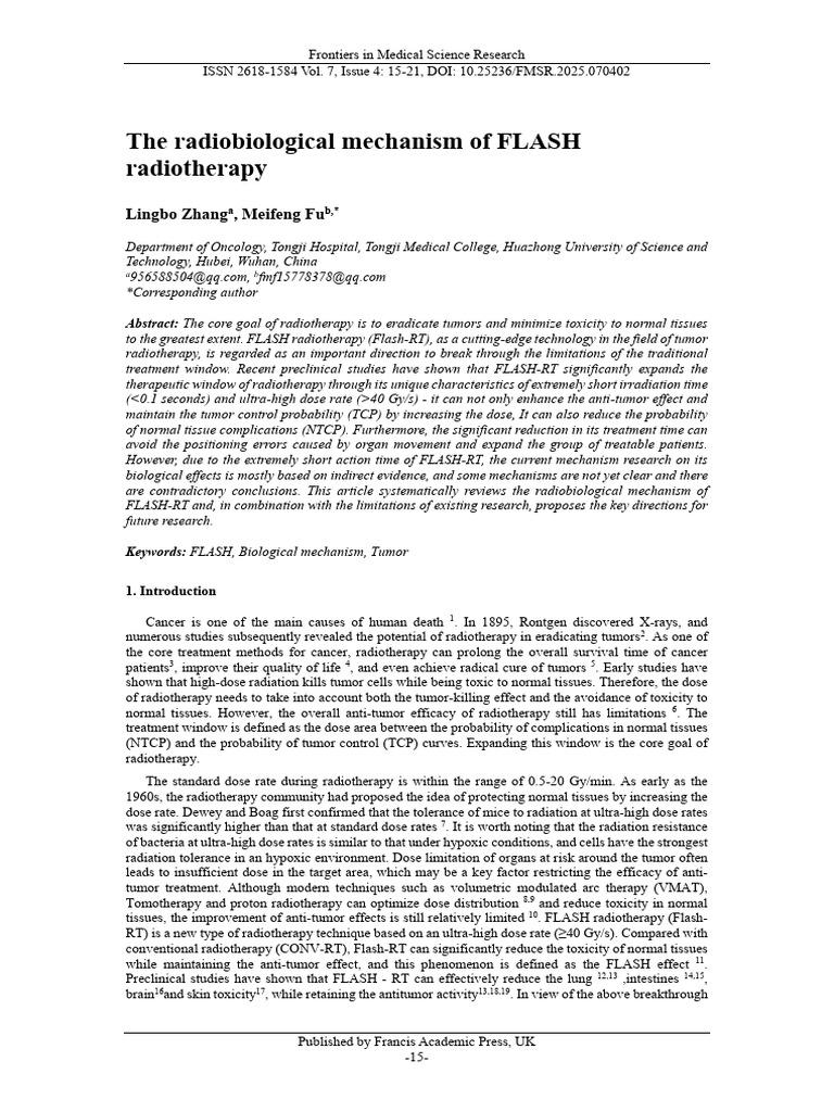 FLASH Radiotherapy Mechanisms Explained | PDF | Radiation Therapy ...