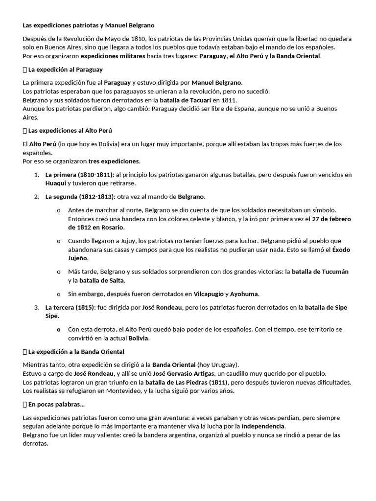 Las Expediciones Patriotas y Manuel Belgrano | PDF | Operaciones ...