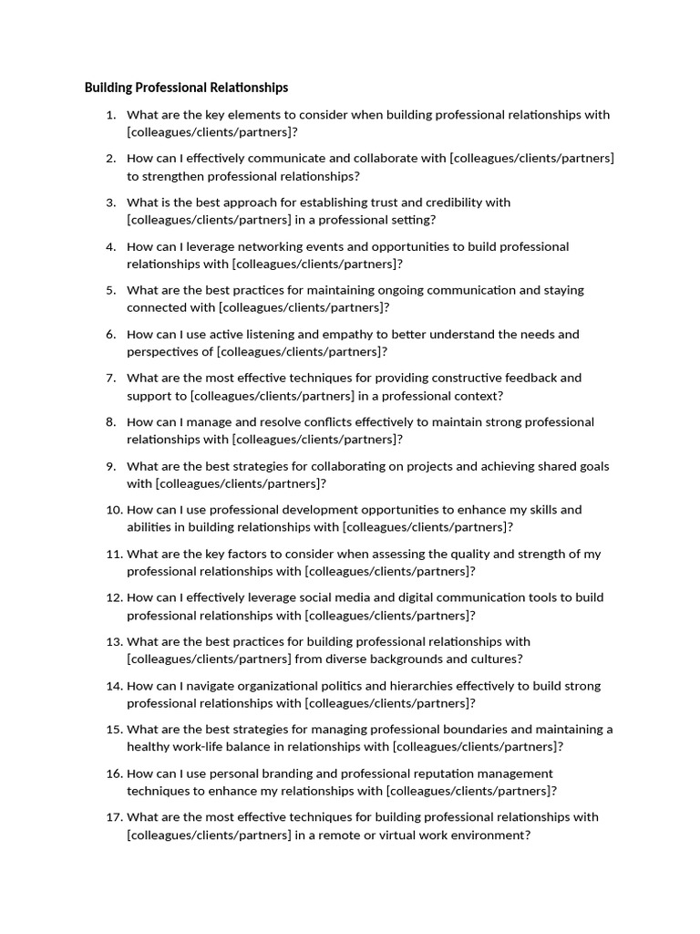 Building Strong Professional Relationships | PDF | Cognition ...