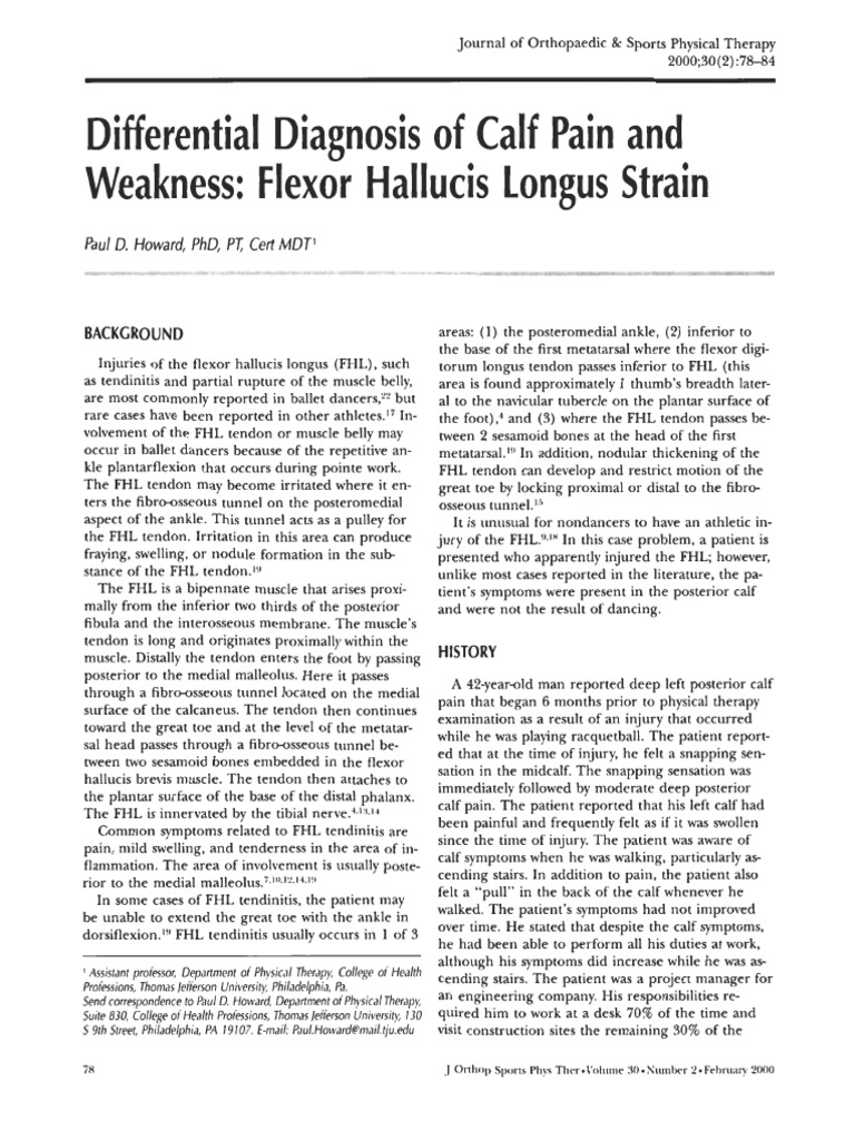 FHL Strain: Diagnosis and Symptoms | PDF | Foot | Ankle