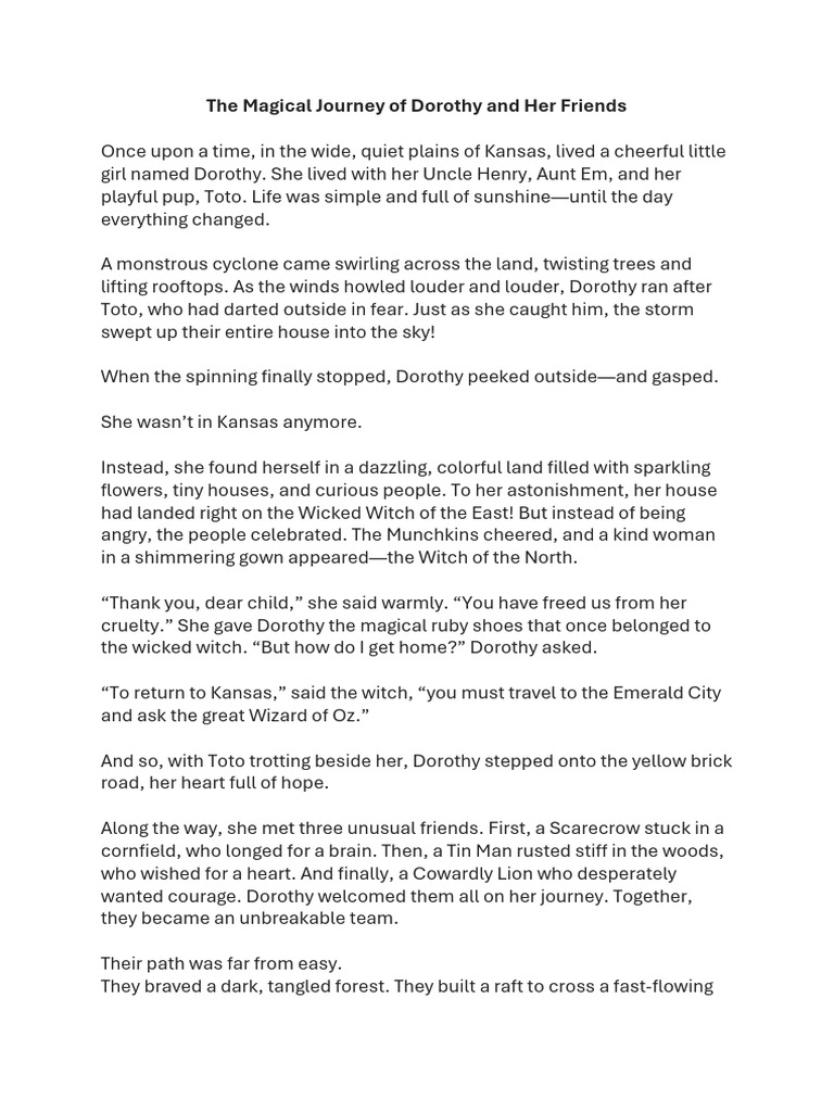 The Magical Journey of Dorothy and Her Friends | PDF | Dorothy Gale ...