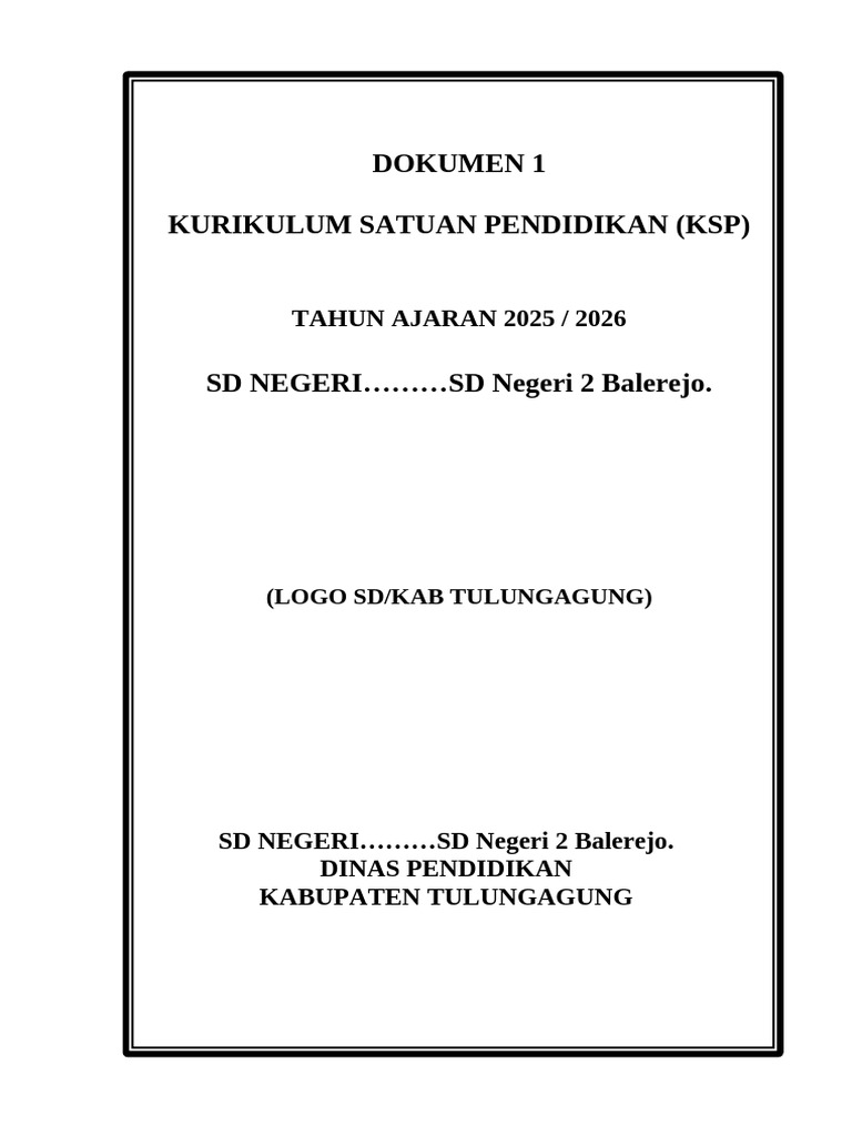 KSP SD Negeri 2 Balerejo 2025/2026 | PDF