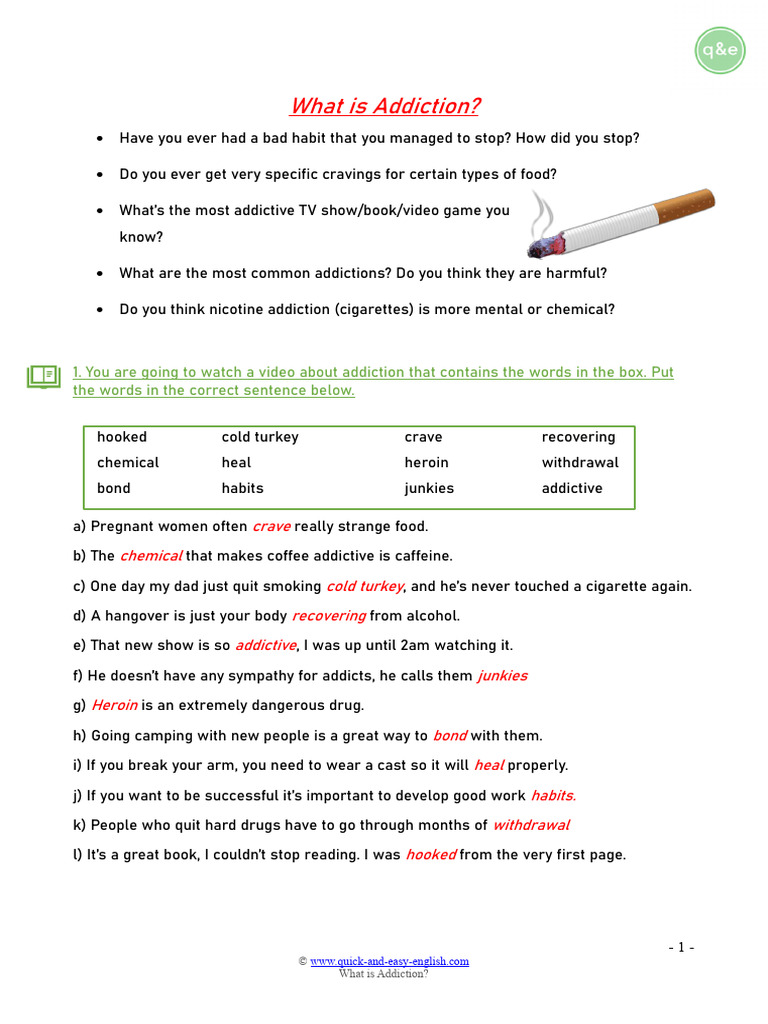 What is Addiction TV B2 | PDF | Social Aspects Of Psychoactive Drugs ...