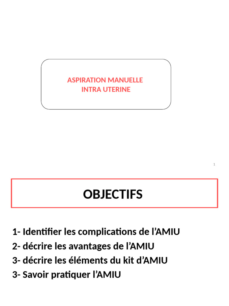 Complications et étapes de l'AMIU | PDF | Utérus | Spécialités médicales