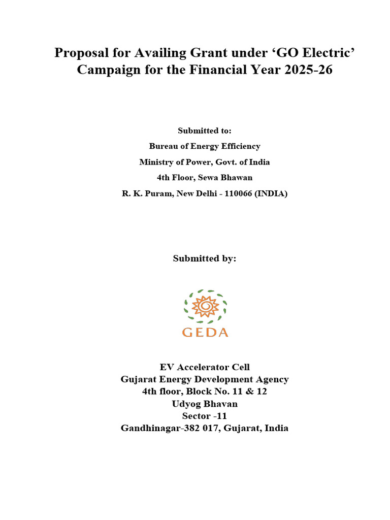 Annexure 1 - BEE - Proposal From GEDA | PDF | Electric Vehicle | Sustainable Transport
