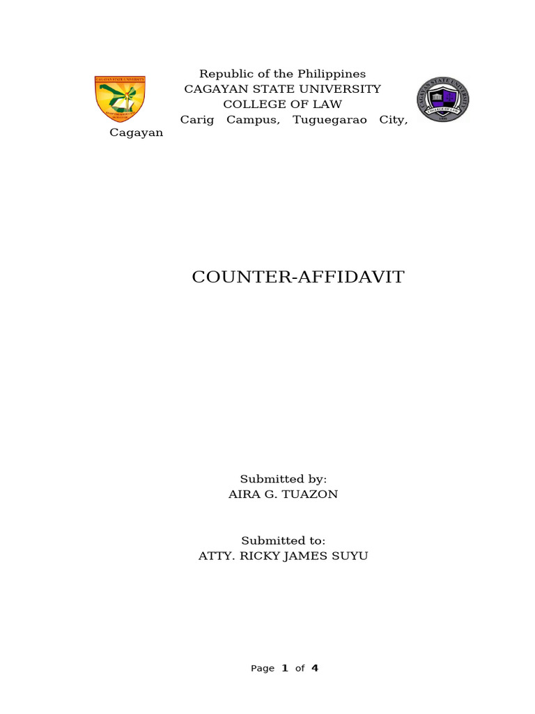TUAZON CounterAffidavit | PDF | Justice | Crime & Violence