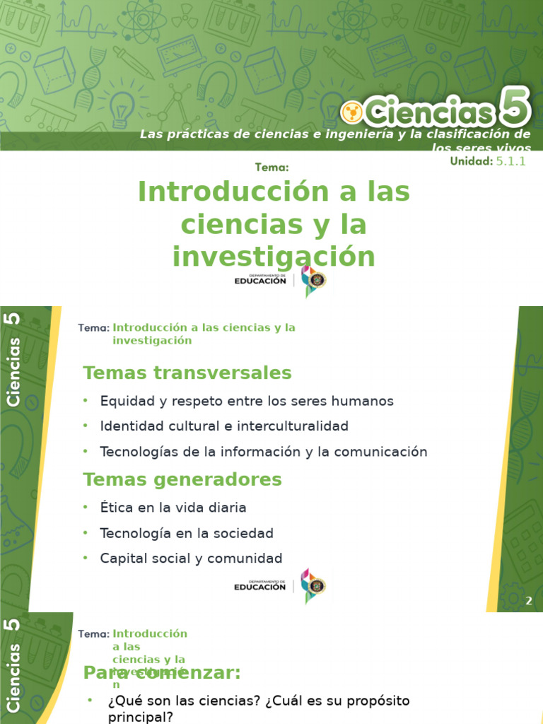 Ciencias 5.u1.s1 Presentacion | PDF | Science | Importar