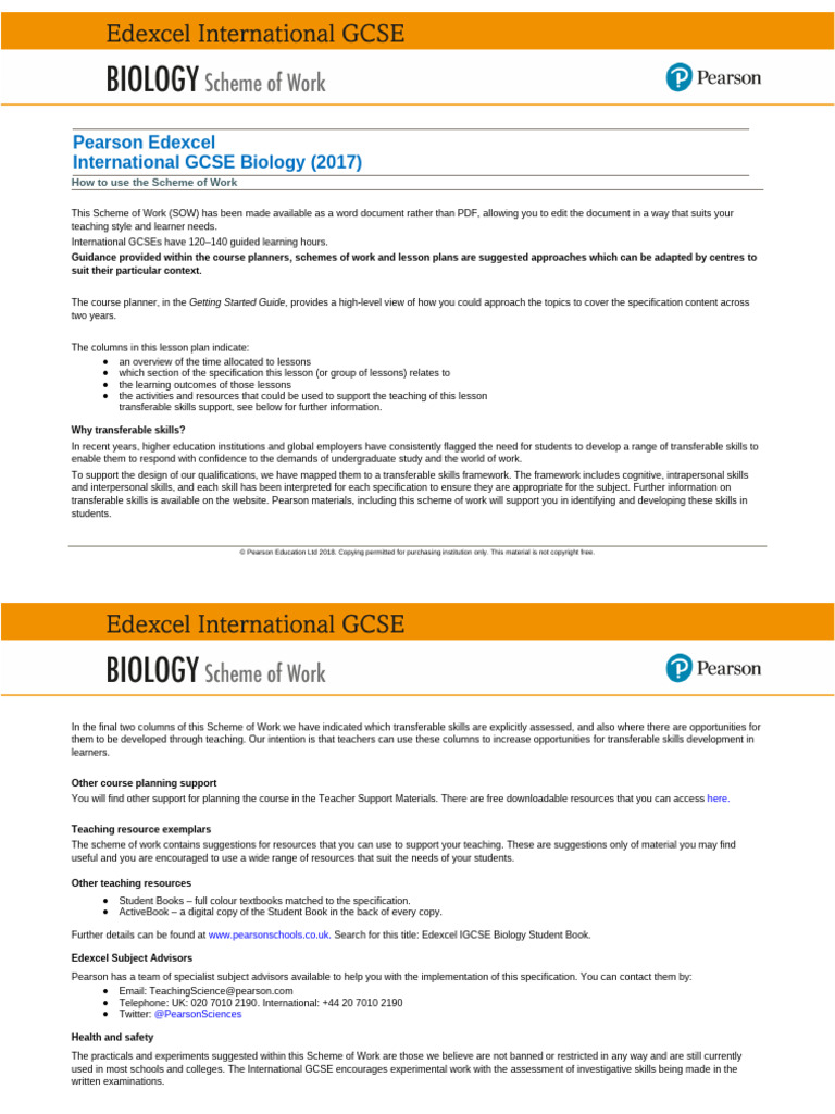 IGCSE Bio Scheme of Work | PDF | Enzyme | Critical Thinking
