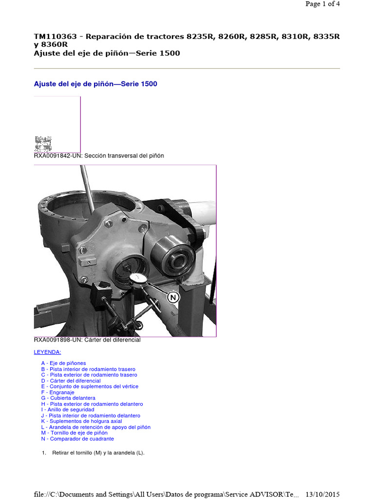 Ajuste Del Eje de Piñón-Serie 1500 | PDF | Tornillo | Eje