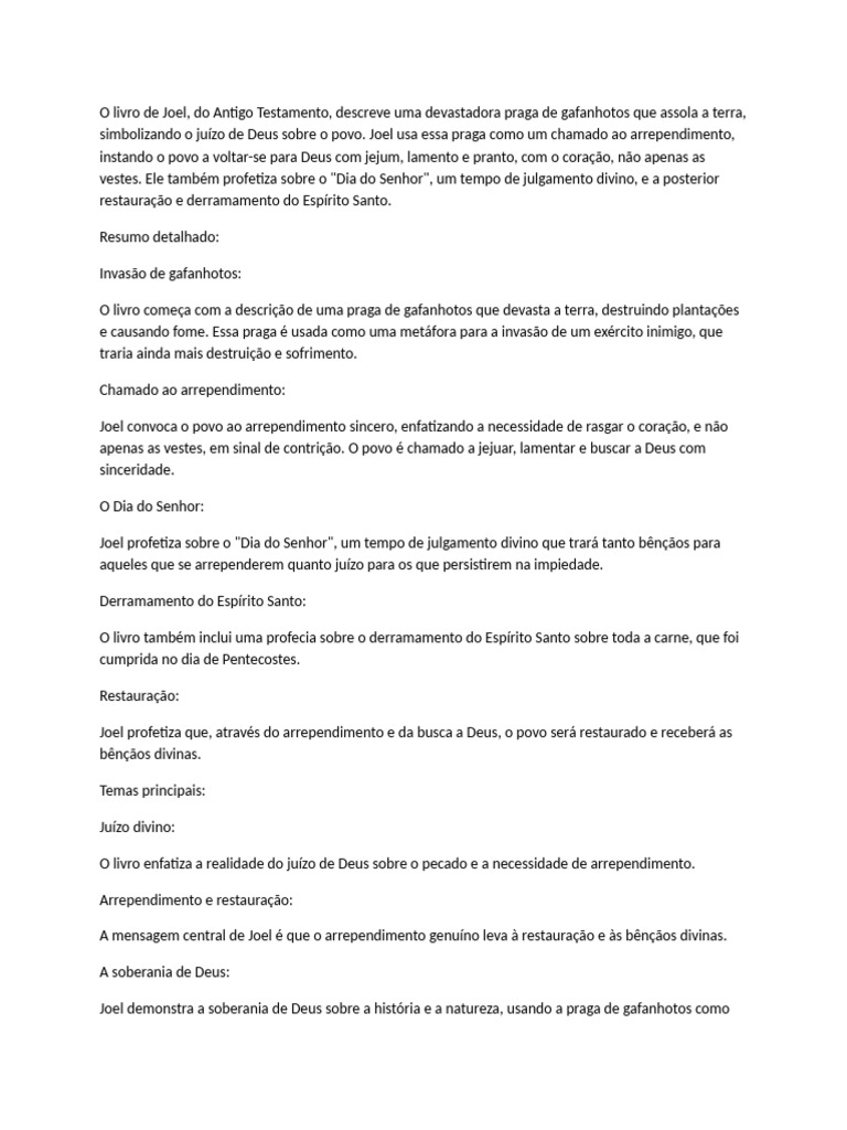resumo de Joel | PDF