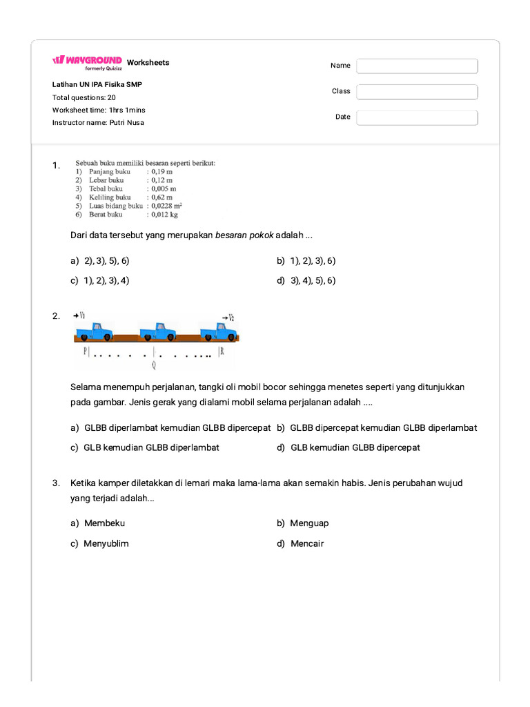 Latihan UN IPA Fisika SMP 20 Soal | PDF