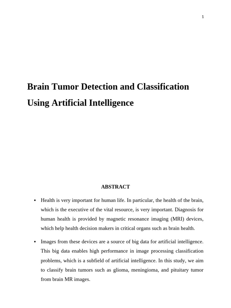 AI for Brain Tumor Detection and Classification | PDF | Computing ...