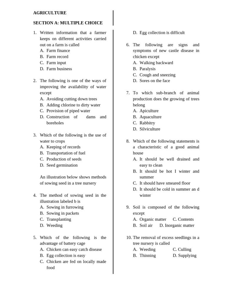 Agriculture Exam: Key Concepts and Practices | PDF | Malnutrition ...