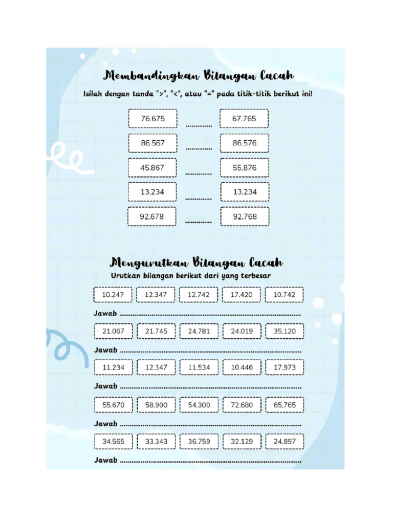 2 Sheet 2x Bolak Balik Kls 5 MTK Penerapan Bil Cacah | PDF