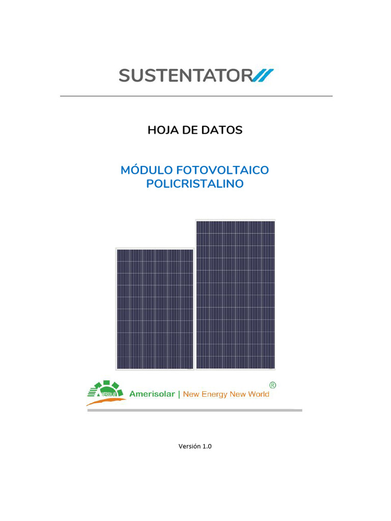 Datasheet Módulo FV AMERISOLAR Policristalino 60c y 72c v1.0 | PDF ...