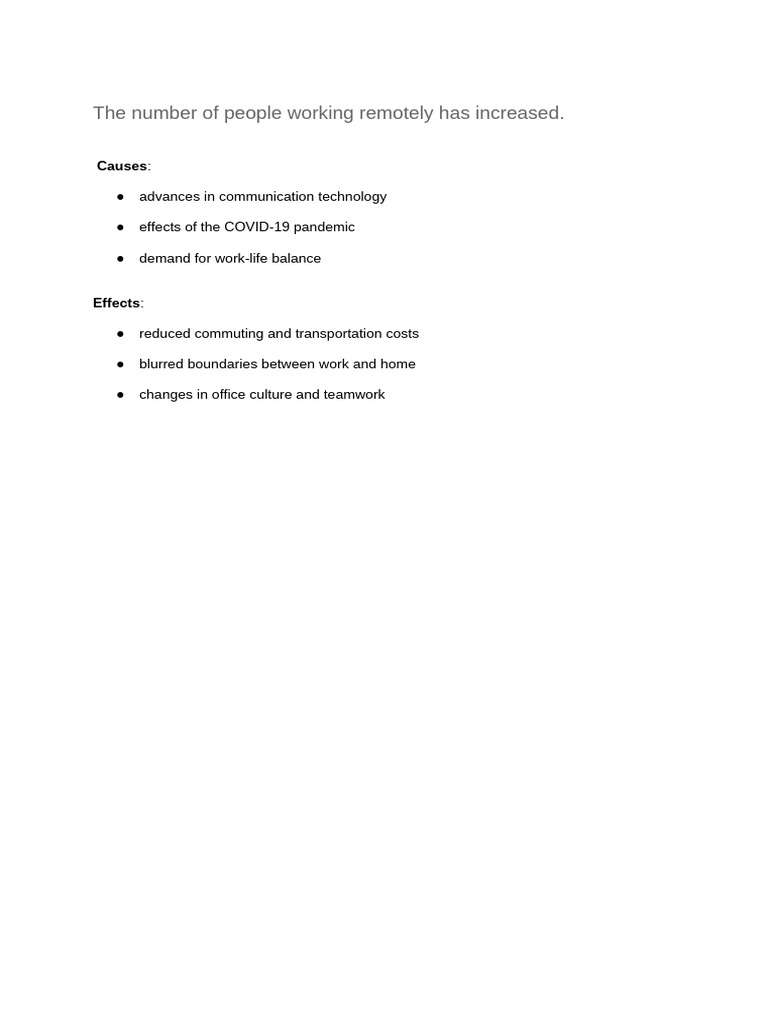 Extra (Cause - Effect) Remote Work | PDF