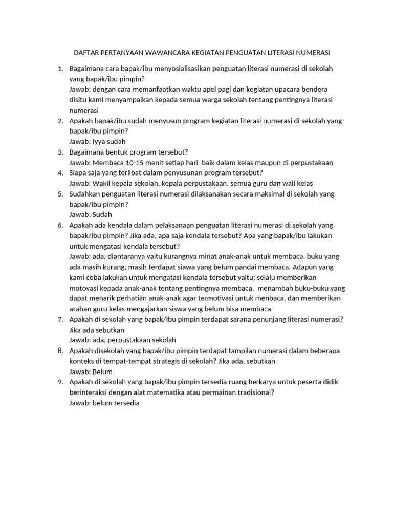 Penguatan Literasi Numerasi di Sekolah | PDF