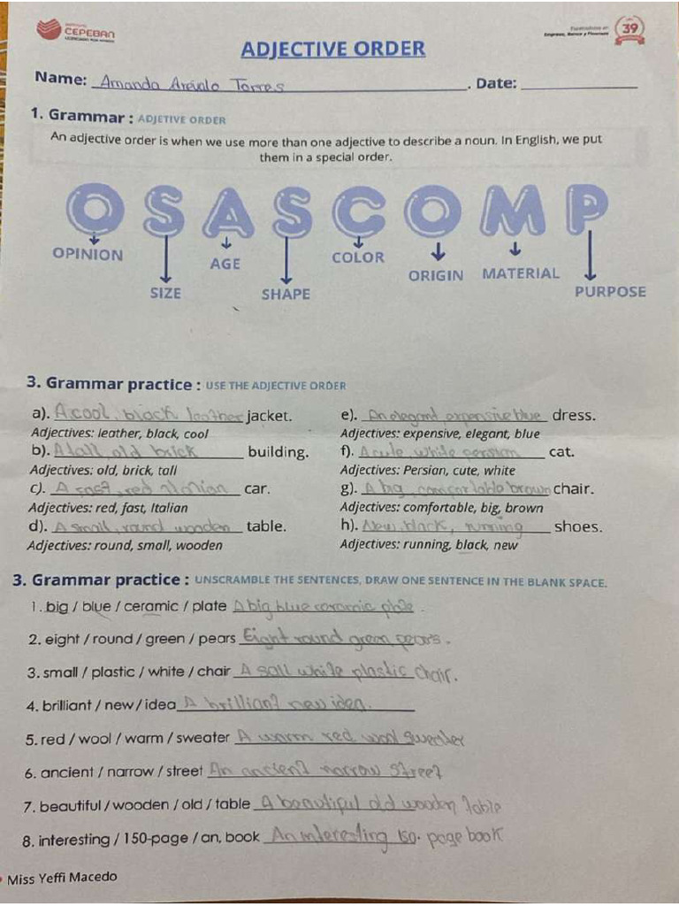 Adjective Order | PDF